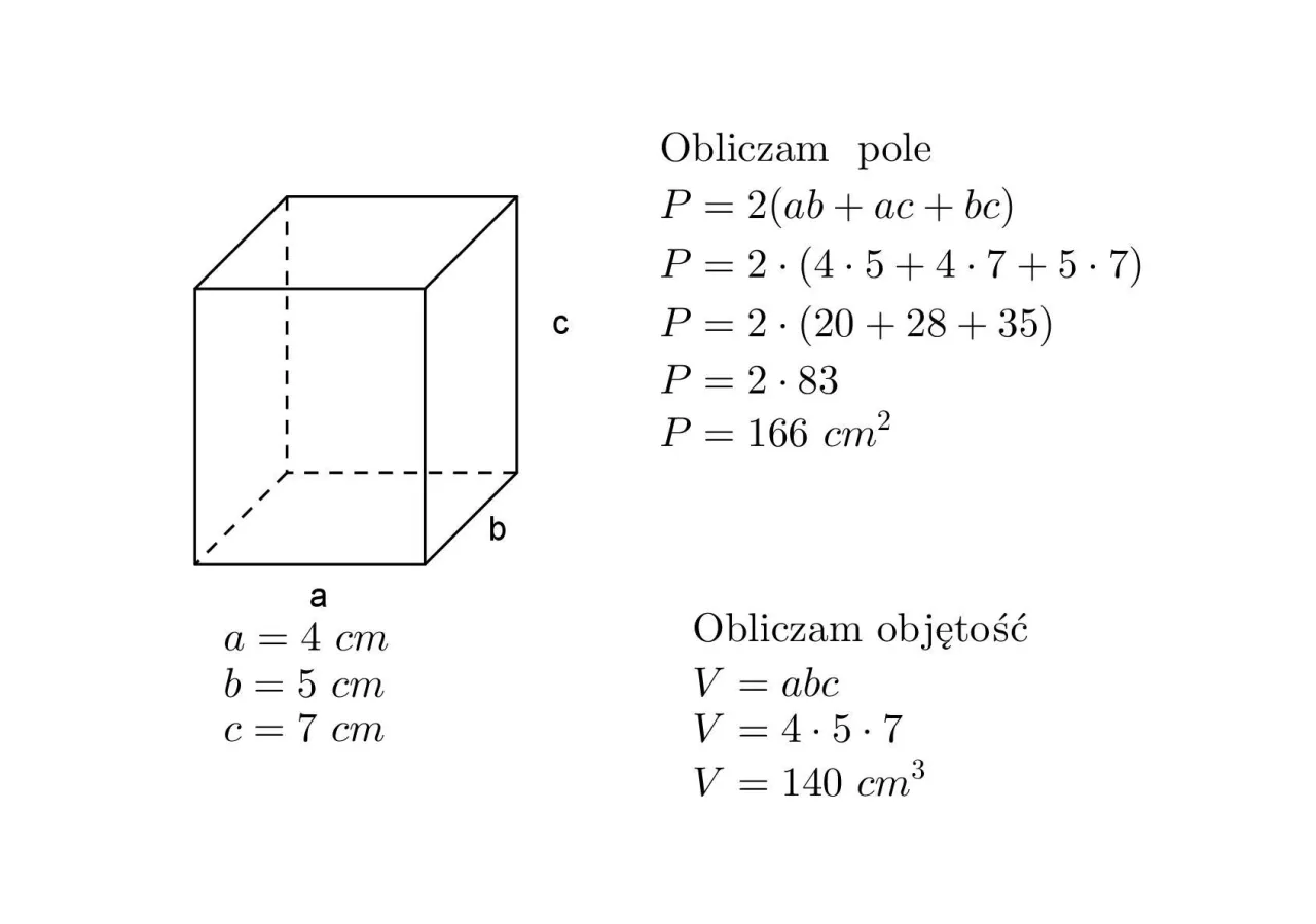 Wzór na prostopadłościan - Pole, Objętość, Przekątna bez błędów